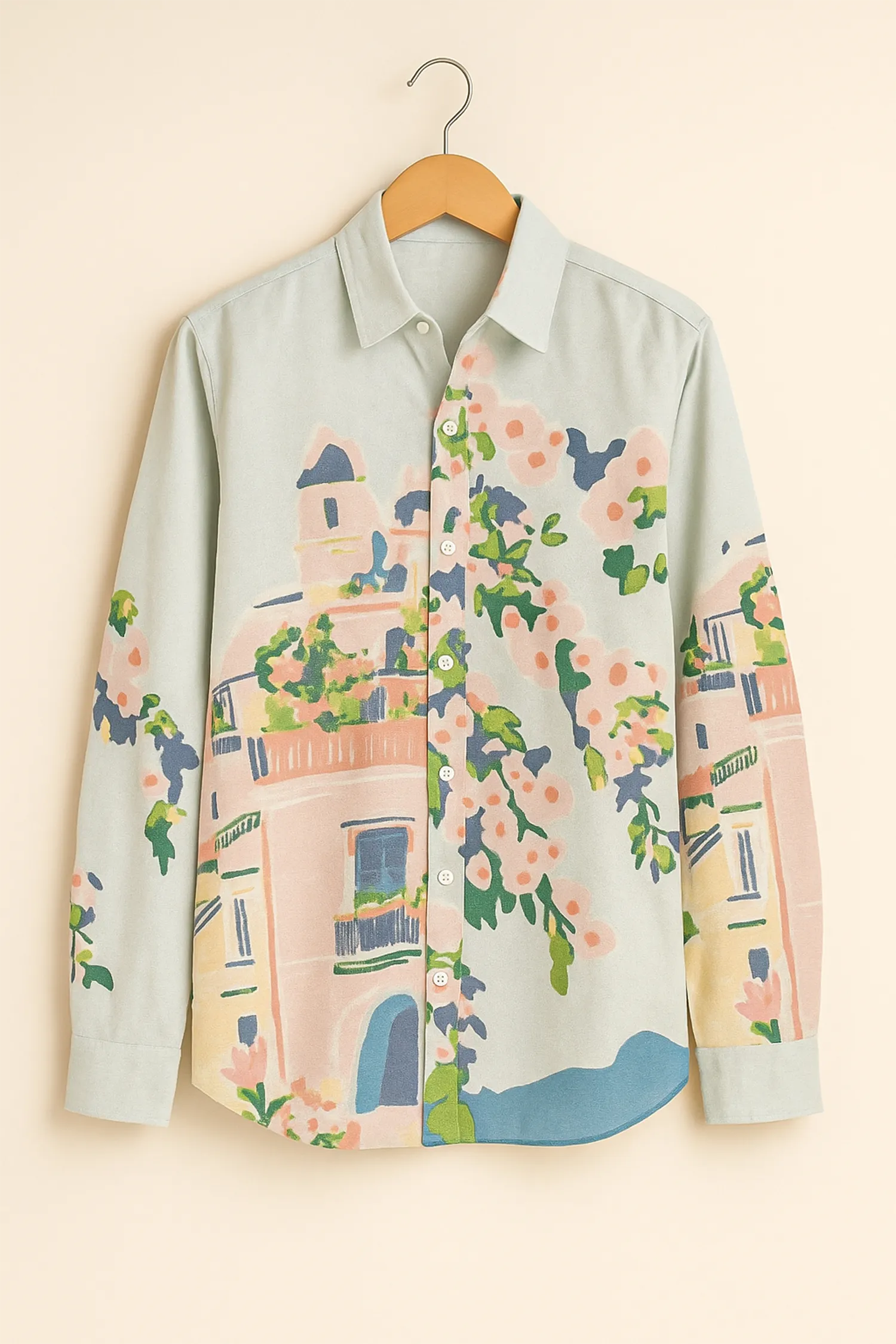 Pastel Bloom Terrace Cotton Shirt – Rajsab